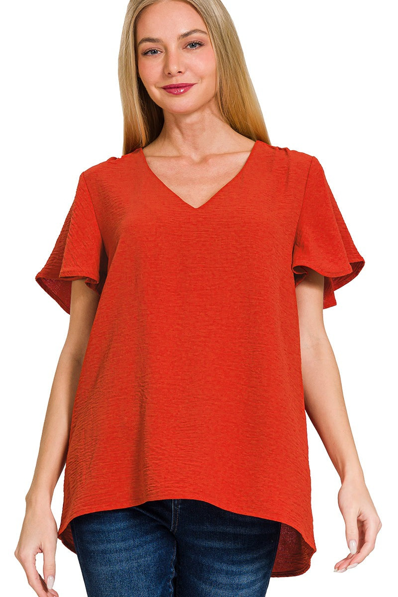 Tango Tomato Ruffle Rhapsody Blouse – Ecobella Boutique